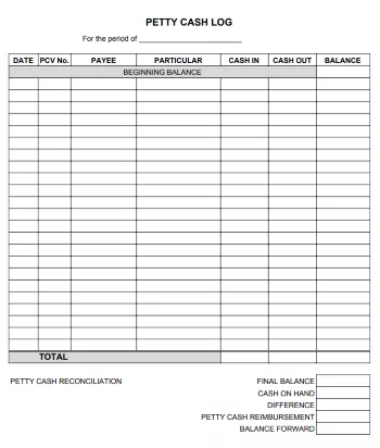 Fillable Form Petty Cash Log Template | PDFRun