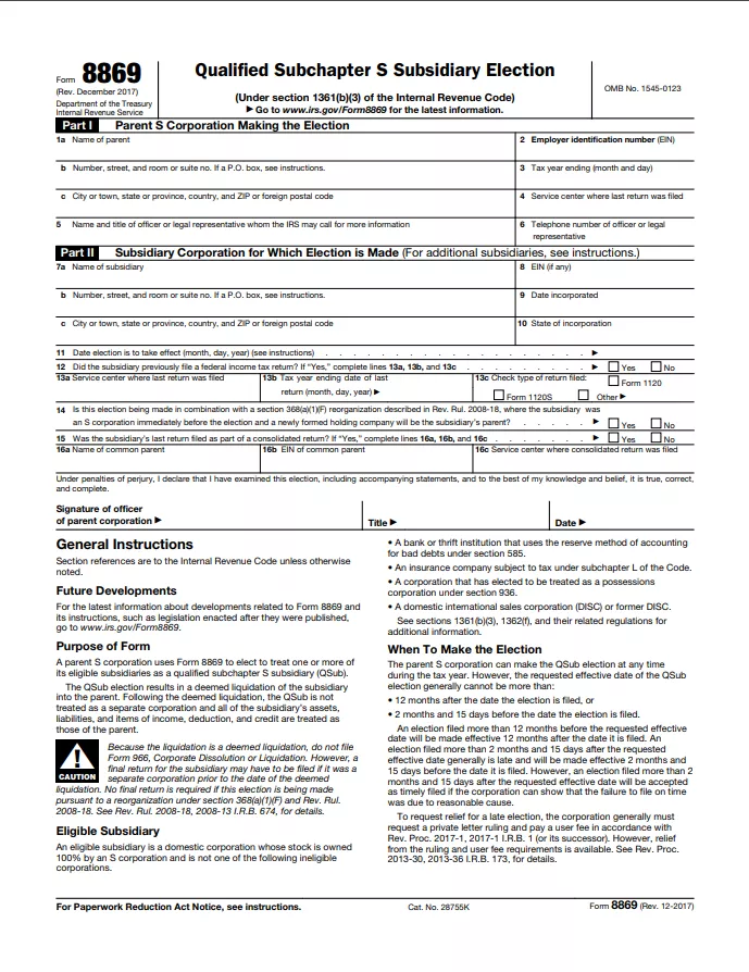 Fillable Form 8869 (Rev. December 2017) | PDFRun