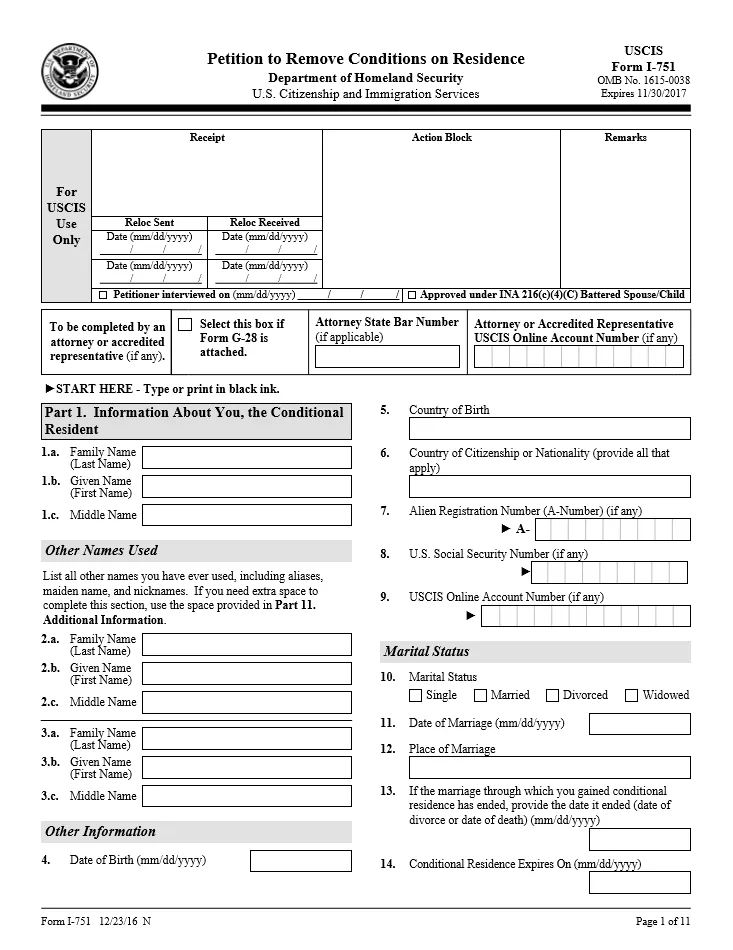 Fillable Form I-751 (2017) | Edit, Sign & Download in PDF | PDFRun