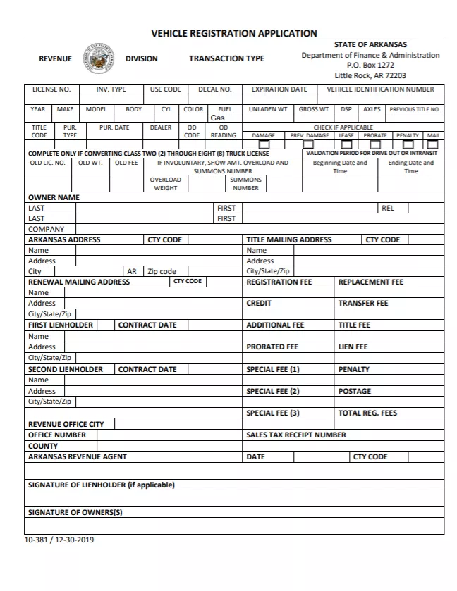 Fillable Form Arkansas Duplicate Title Application (10-381) (2019 ...