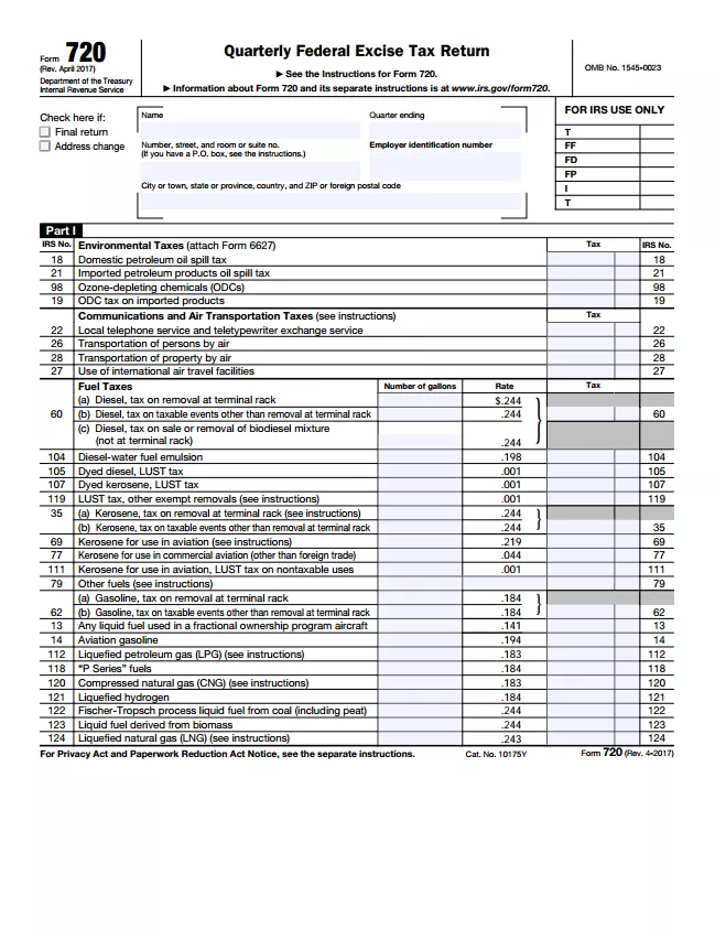 Fillable Form 720 (2017) | Edit, Sign & Download in PDF | PDFRun