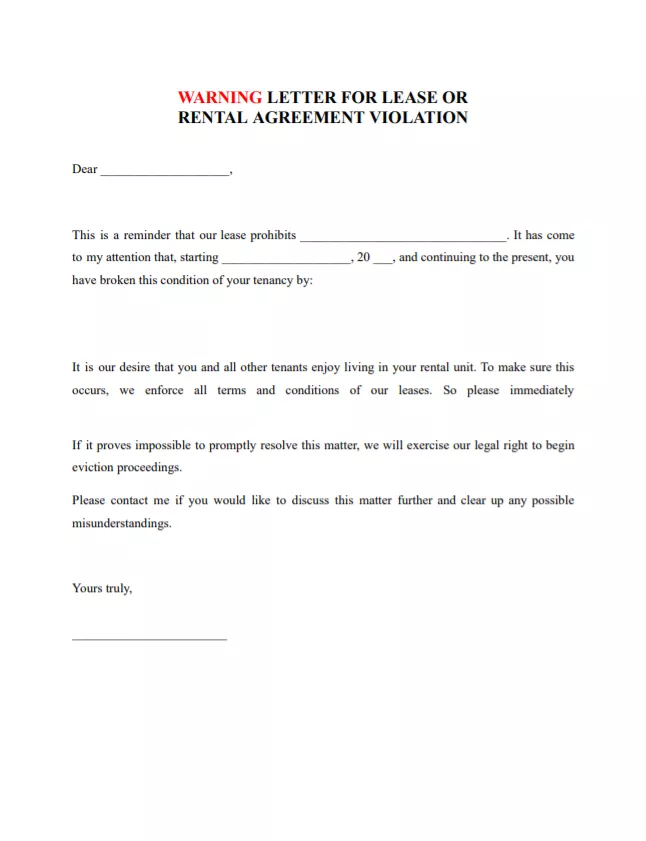 Fillable Form Tenant Warning Notice | Edit, Sign & Download in PDF | PDFRun