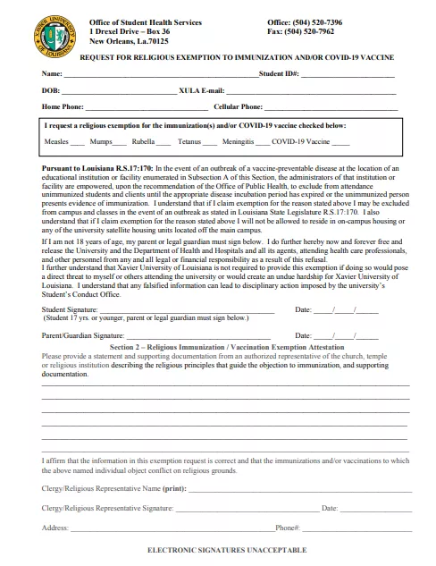 Fillable Form Louisiana Immunization Religious Exemption | Edit, Sign ...