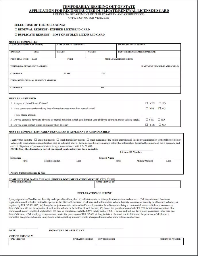 Fillable Form Louisiana Driver License Renewal | PDFRun