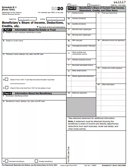 Fillable Form 1041 (Schedule K-1) (2020) | PDFRun