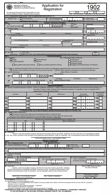 Fillable Form BIR 1902 | Edit, Sign & Download in PDF | PDFRun