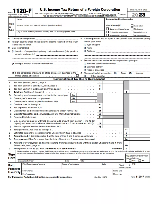 Fillable Form 1120-F (2023) | Edit, Sign & Download in PDF | PDFRun