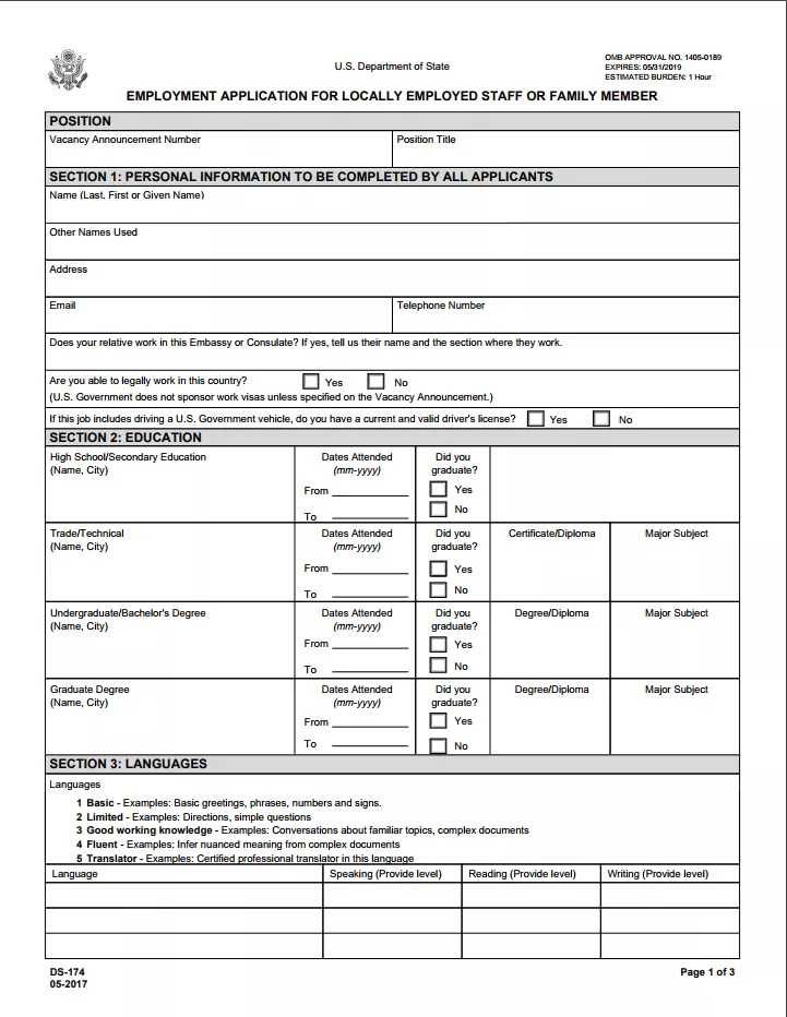 Fillable Form DS-174 | Edit, Sign & Download in PDF | PDFRun