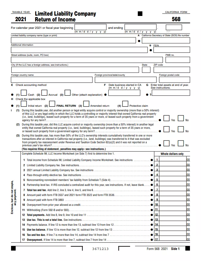 Fillable Form California Form 568 | Edit, Sign & Download in PDF | PDFRun