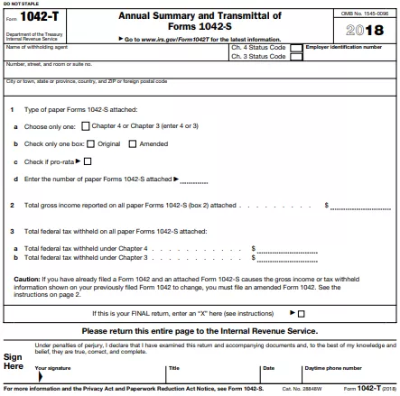 Fillable Form 1042-T (2018) | Edit, Sign & Download in PDF | PDFRun