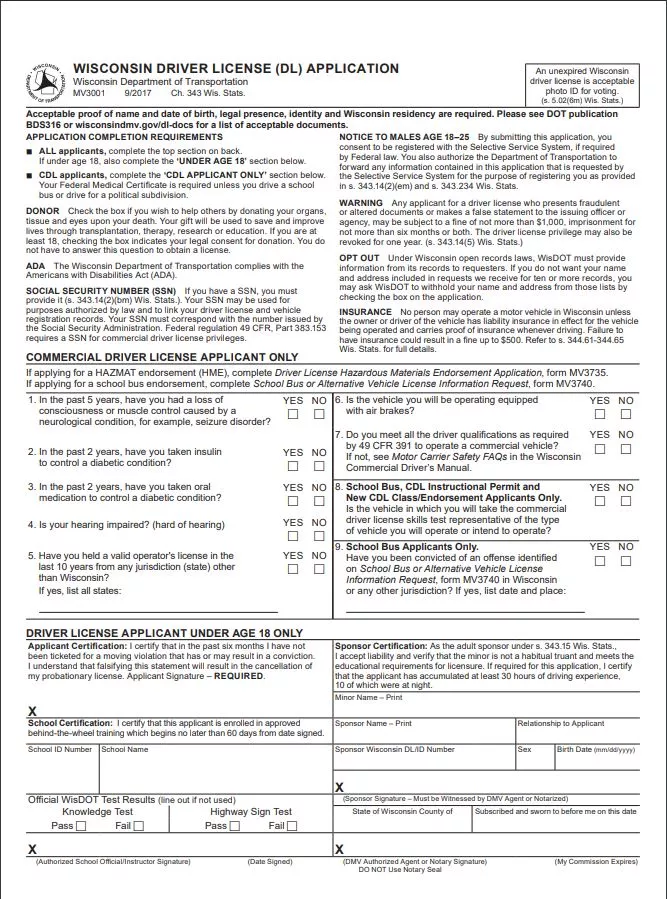 Fillable Form Wisconsin Driver License Application | PDFRun