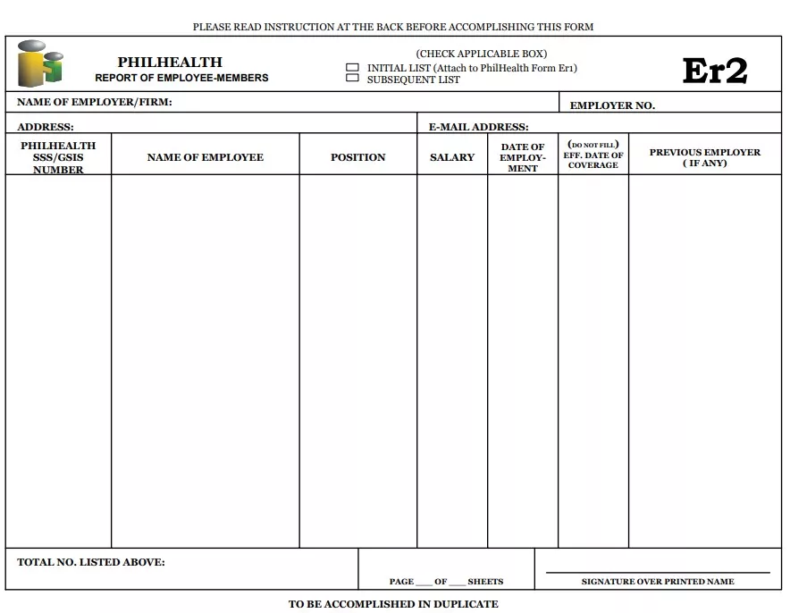 Fillable Form Philhealth Er2 | Edit, Sign & Download in PDF | PDFRun