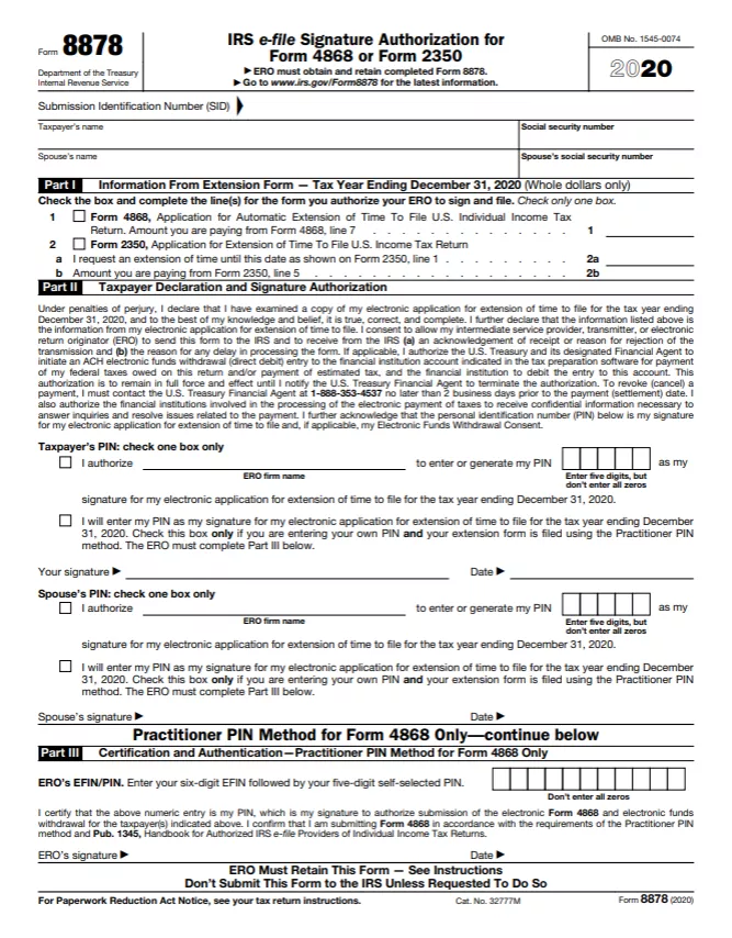 Fillable Form 8878 | Edit, Sign & Download in PDF | PDFRun