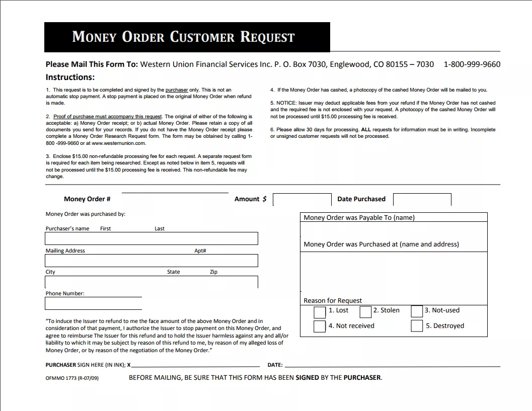 Fillable Form Western Union Money Customer Request | Edit, Sign ...