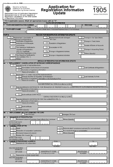Fillable Form BIR 1905 | Edit, Sign & Download in PDF | PDFRun