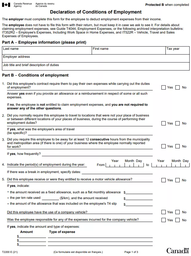 Fillable Form T2200 | Edit, Sign & Download in PDF | PDFRun