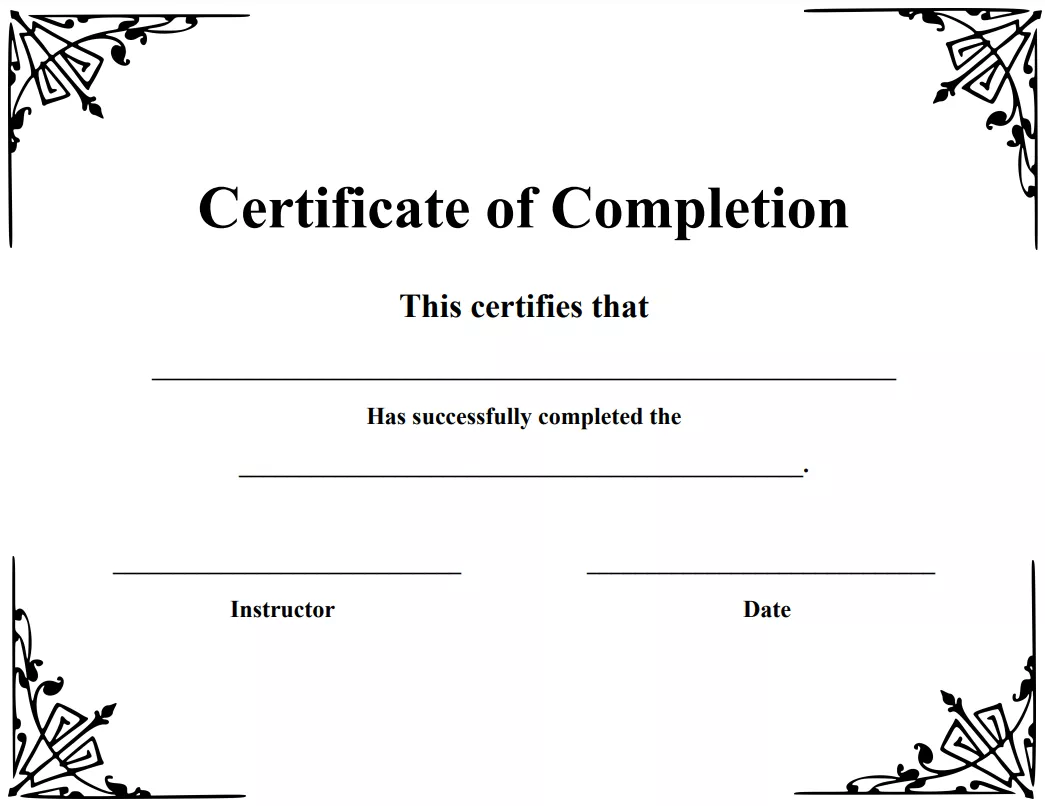 Fillable Form Certificate of Completion | Edit, Sign & Download in PDF ...