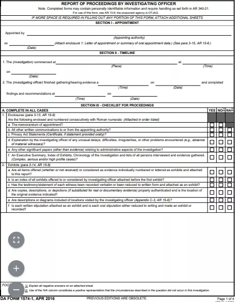Fillable Form DA 1574-1 | Edit, Sign & Download in PDF | PDFRun
