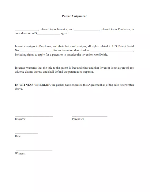 Fillable Form Sample Patent Assignment Agreement | PDFRun