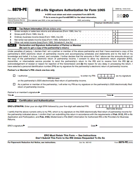 Fillable Form 8879-PE (2020) | Edit, Sign & Download in PDF | PDFRun