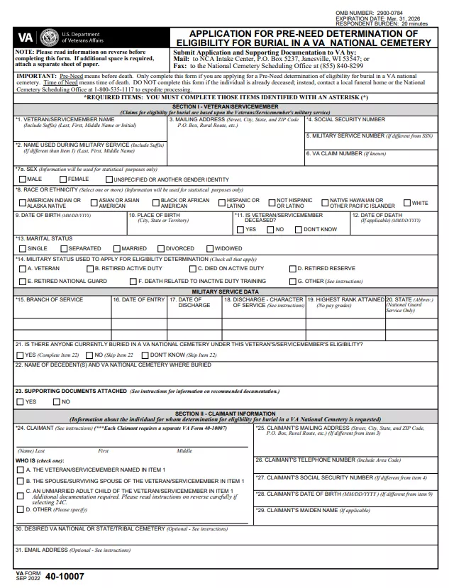 Fillable Form VA 40-10007 | Edit, Sign & Download in PDF | PDFRun