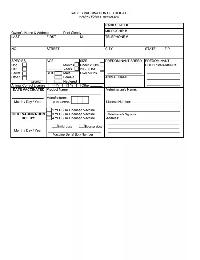Fillable Form Rabies Vaccination Certificate | PDFRun
