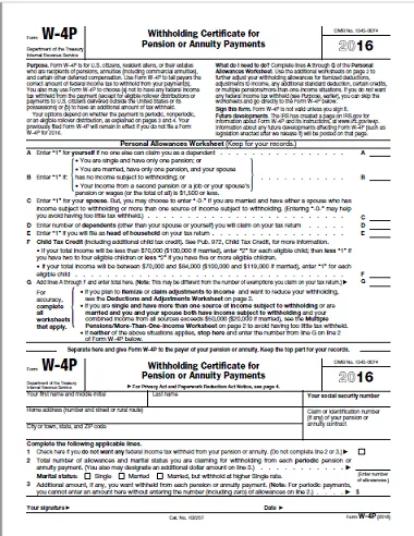 Fillable Form W4p (2016) | Edit, Sign & Download in PDF | PDFRun