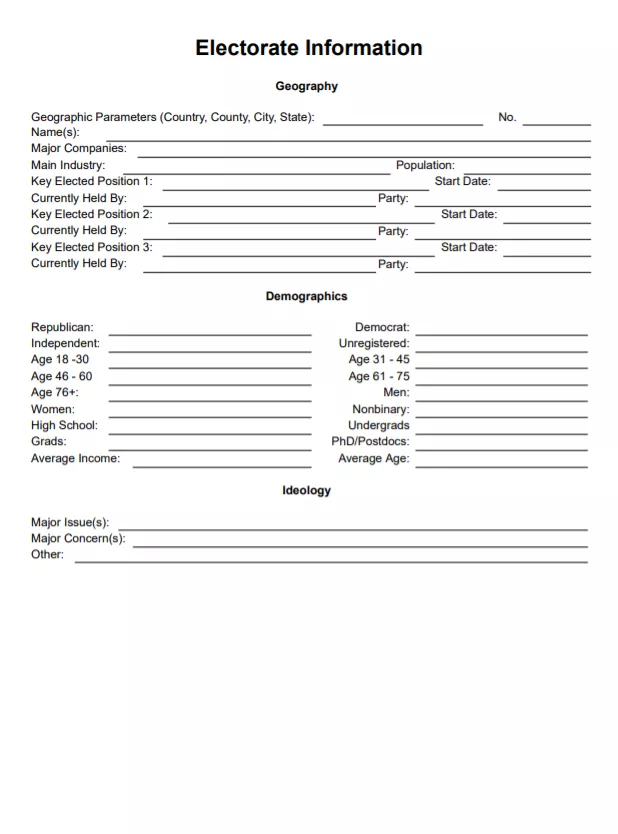 Fillable Form Electorate Information | PDFRun