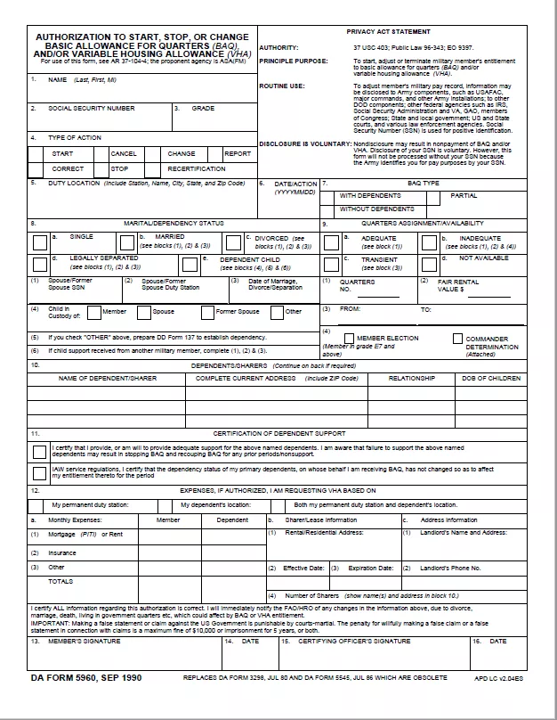 Fillable Form DA Form 5960 | Edit, Sign & Download in PDF | PDFRun