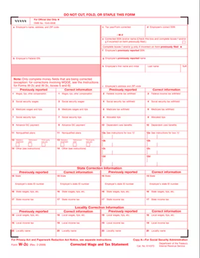 Fillable Form W-2C (2014-2017) | Edit, Sign & Download in PDF | PDFRun