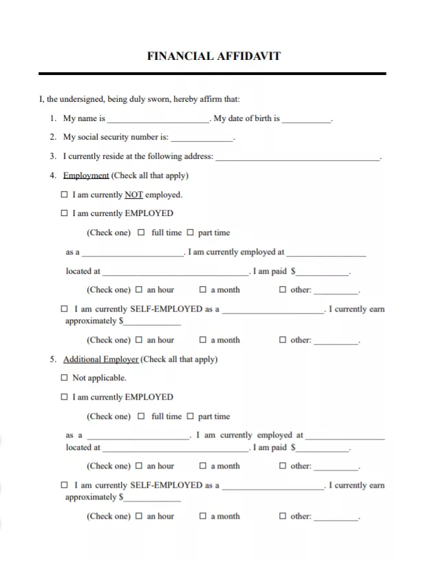Fillable Form Financial Affidavit | Edit, Sign & Download in PDF | PDFRun