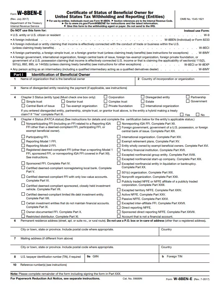 Fillable Form W-8BEN-E | Edit, Sign & Download in PDF | PDFRun