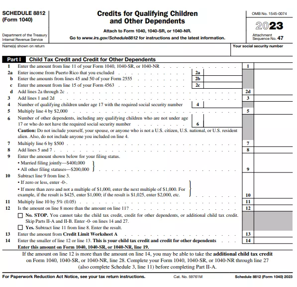 Fillable Form 1040 - Schedule 8812 (2023) | PDFRun
