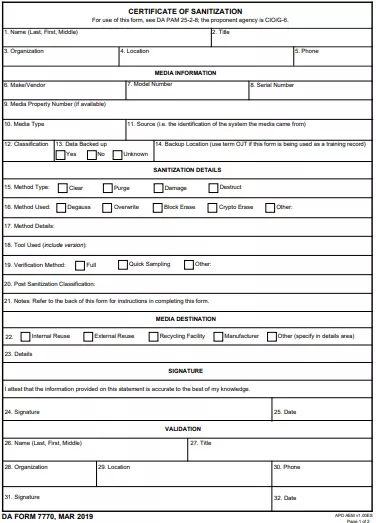 Fillable Form DA 7770 | Edit, Sign & Download in PDF | PDFRun