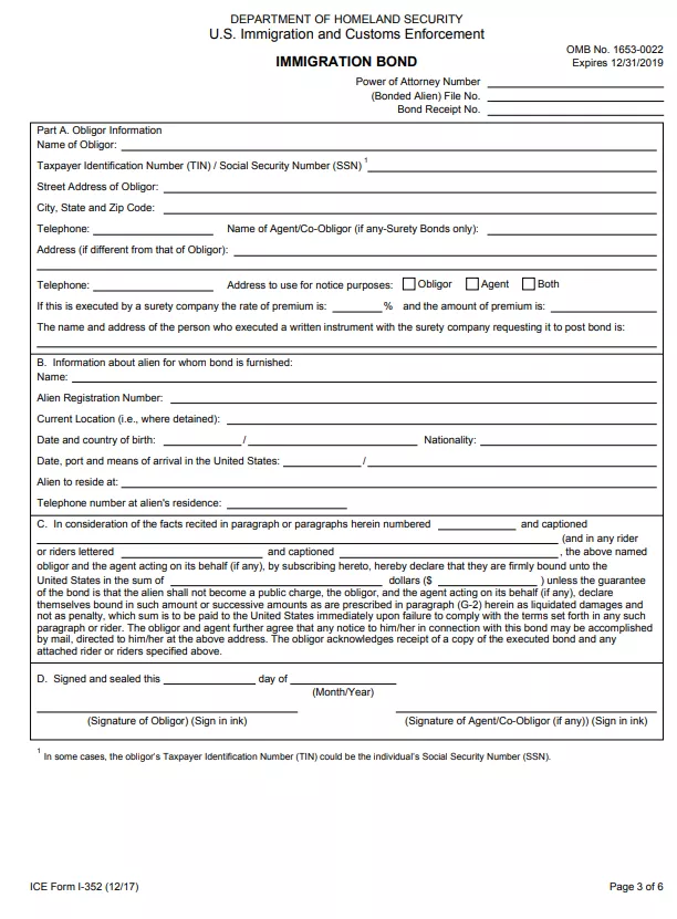 Fillable Form Immigration Bond | Edit, Sign & Download in PDF | PDFRun