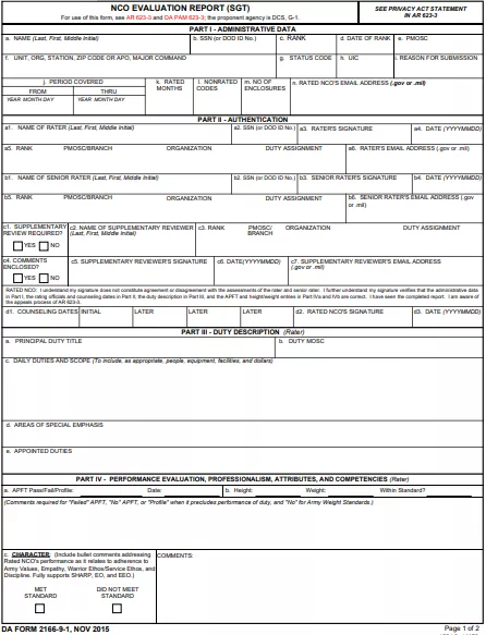 Fillable Form DA 2166-9-1 | Edit, Sign & Download in PDF | PDFRun