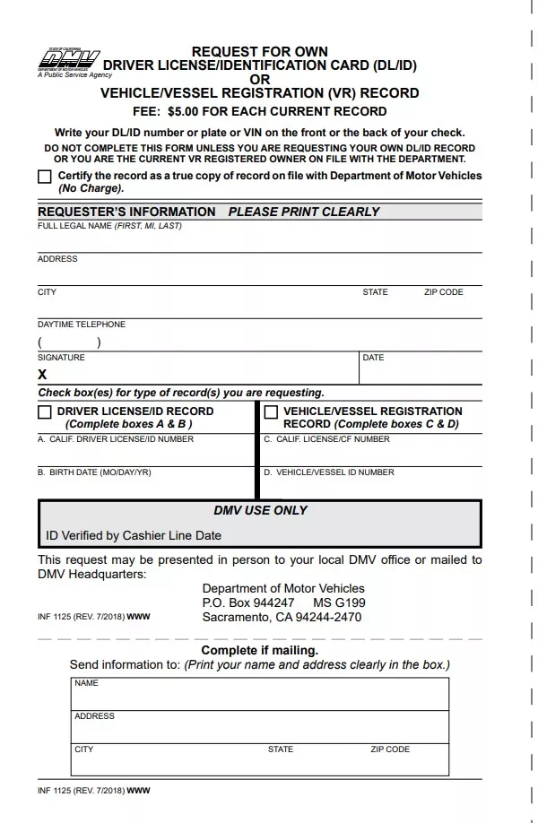 Fillable Form California Record Request | PDFRun