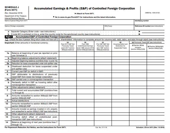 Fillable Form 5471 (Schedule J) 2019 | PDFRun
