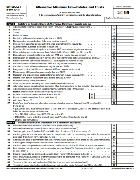 Fillable Form 1041 (Schedule I) | Edit, Sign & Download in PDF | PDFRun