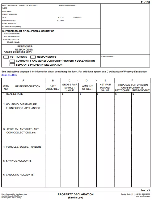 Fillable Form FL-160 | Edit, Sign & Download in PDF | PDFRun