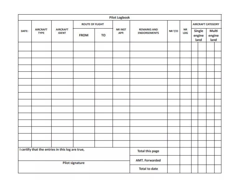 Fillable Form Pilot Logbook | Edit, Sign & Download in PDF | PDFRun