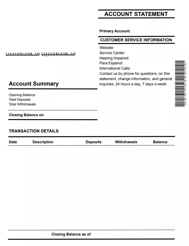 Fillable Form Bank Statement Account | PDFRun