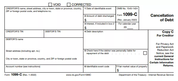 Fillable Form 1099-C: Cancellation of Debt | Edit, Sign & Download in ...