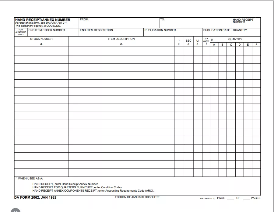 Fillable Form DA-2062 | Edit, Sign & Download in PDF | PDFRun