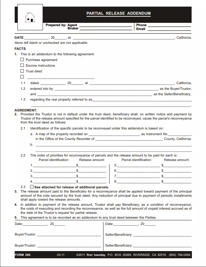 Fillable Form Partial Release Addendum | Edit, Sign & Download in PDF ...